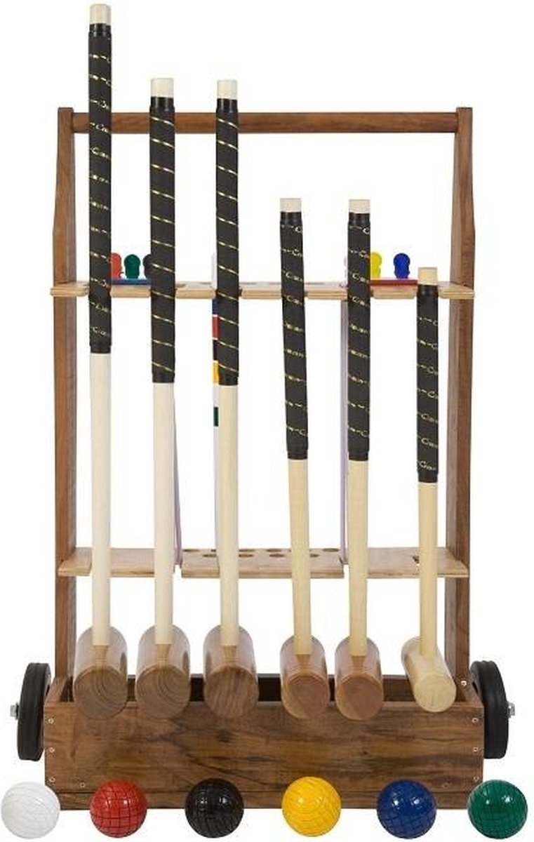 Croquet set - Hardhout - voor hele familie 6 persoons met Trolley ...