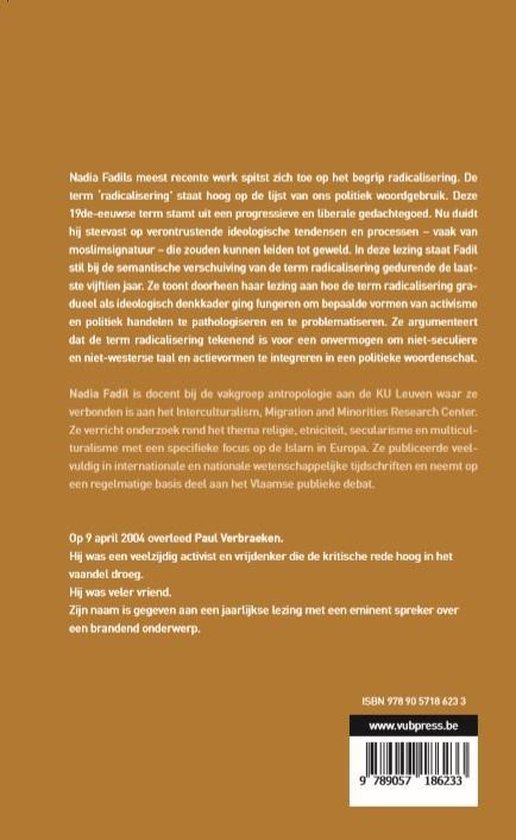 Paul Verbraeken lezingen 2017 - Tegen radicalisering | 9789057186233 ...
