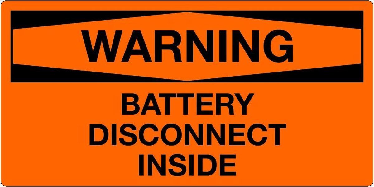 Sticker 'Warning: Battery disconnect inside' 200 x 100 mm | bol.com