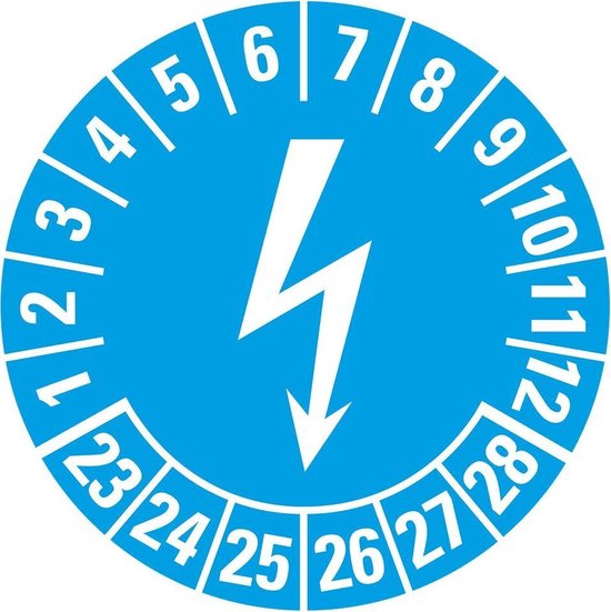 Elektrische keuringssticker 23-28, 25 mm, 21 per kaart | bol