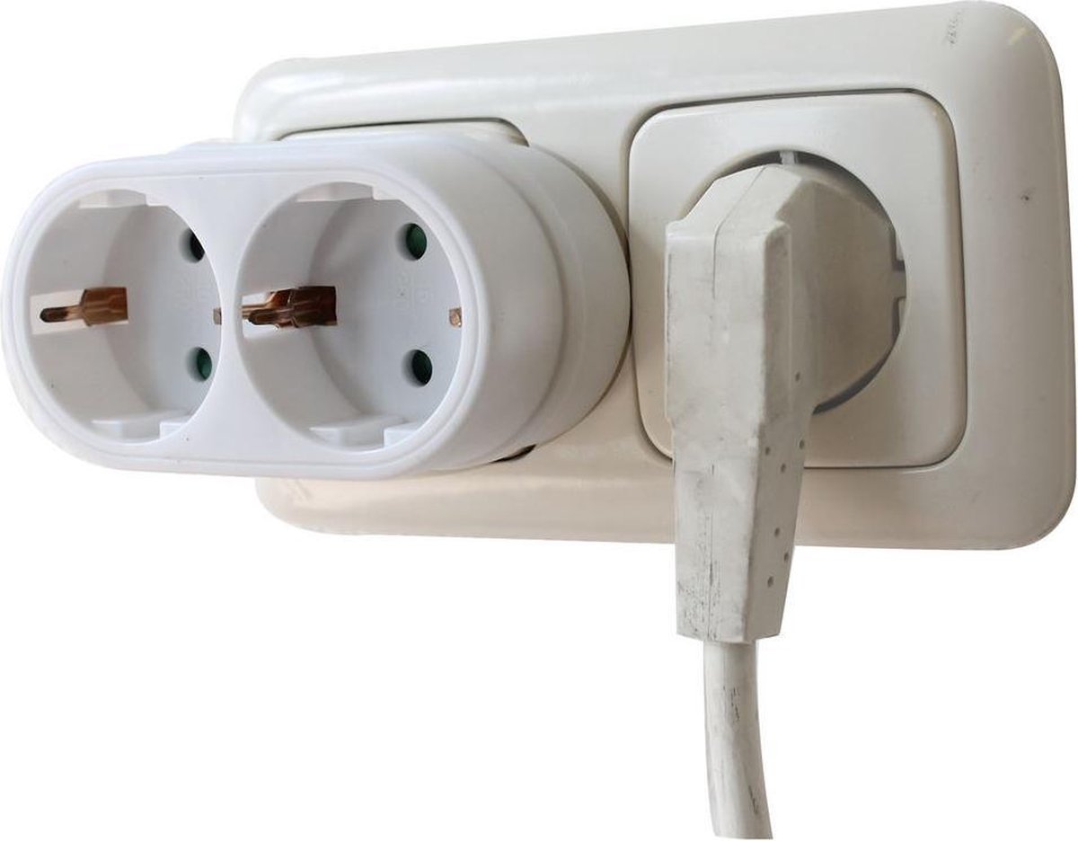 Scanpart stopcontact splitter horizontaal - 2 voudig - Verdeelstekker ...