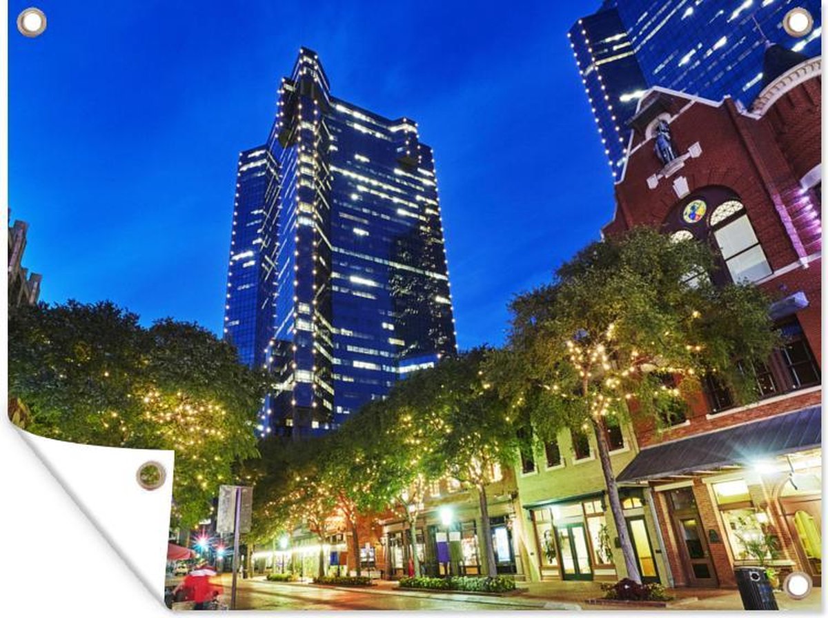 Muurdecoratie buiten Een kijkje in downtown van Fort Worth tijdens de ...