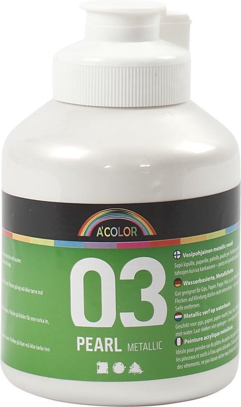 School acrylverf metallic. wit. metallic. 500 ml/ 1 fles | bol.com