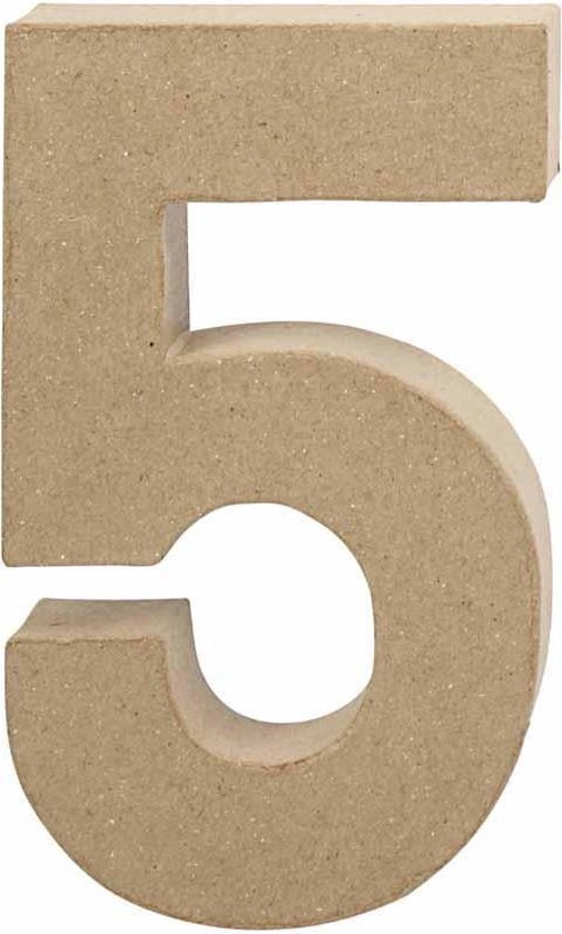 Cijfer, 5, H: 19,7 cm, B: 11,5 cm, dikte 2,6 cm, 1 stuk | bol