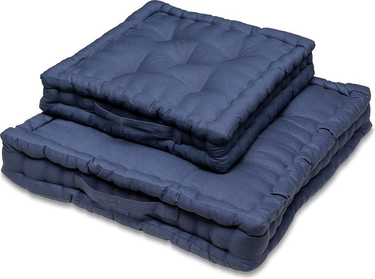 Zitkussen-Matraskussen Wicotex katoen 57x57x10cm blauw | bol.com