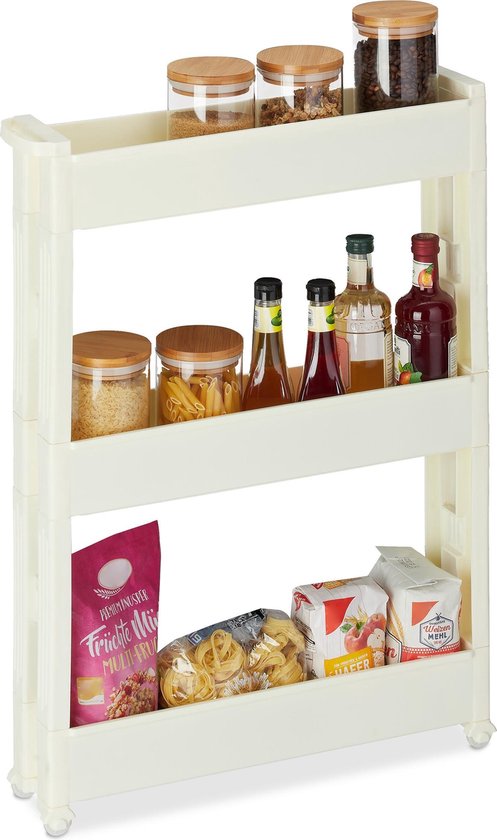 Relaxdays keukentrolley - keukenrek 3 etages - opbergrek - smal ...