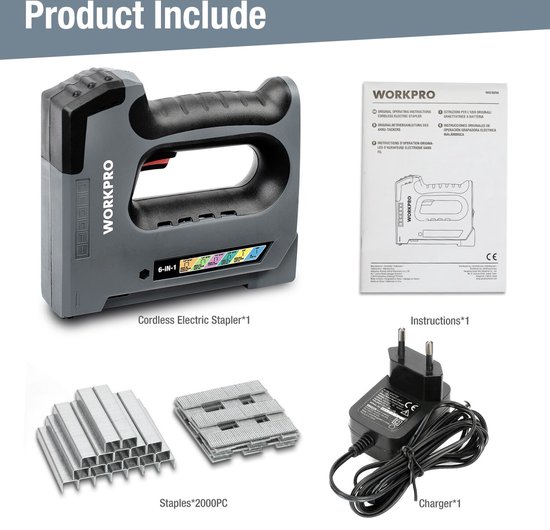 Workpro® 6 in 1 Tacker- Elektrische Nietmachine - Elektrische Tacker - Nietpistool -... | bol