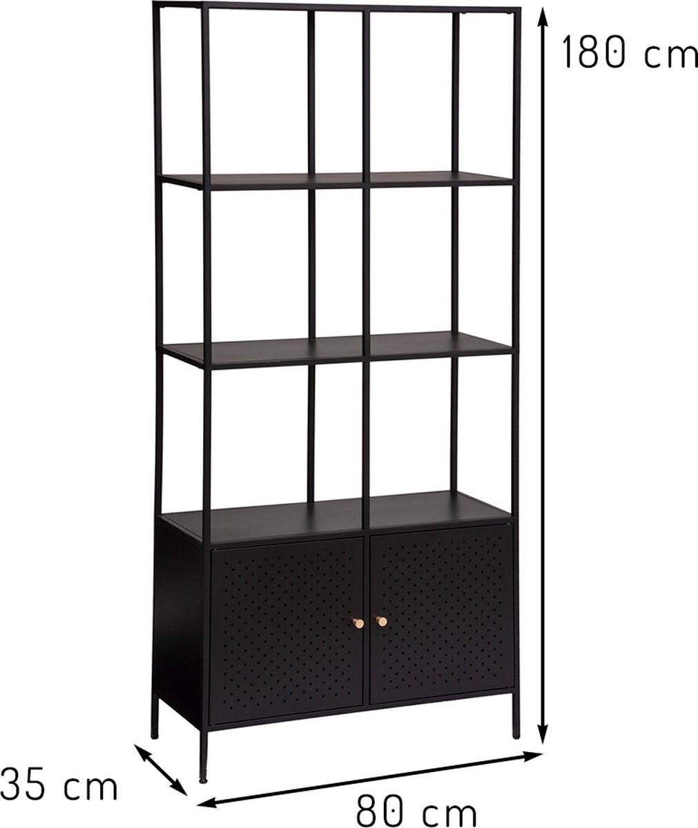 Eazy Living Stellingkast Odie Zwart 80 x 35 x 180 cm | bol.com
