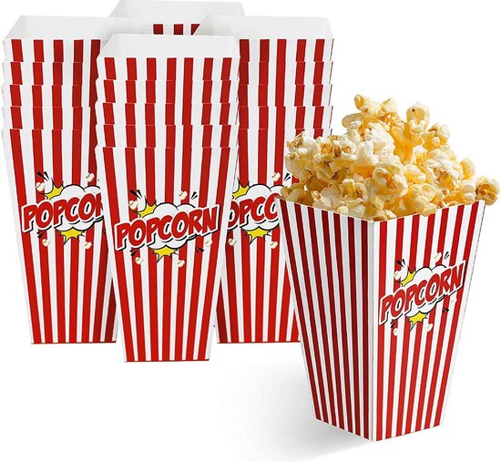 50 Duurzame Popcorn Bakjes (18x10cm) - Popcorn Zakjes voor Filmavonden ...
