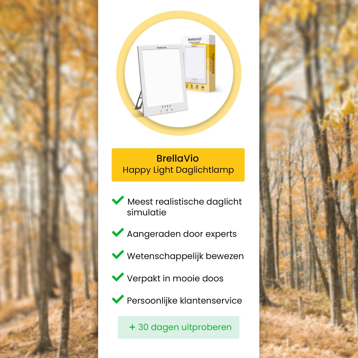 BrellaVio Happy Light Daglichtlamp - 12.000 LUX - Wit - LED ...