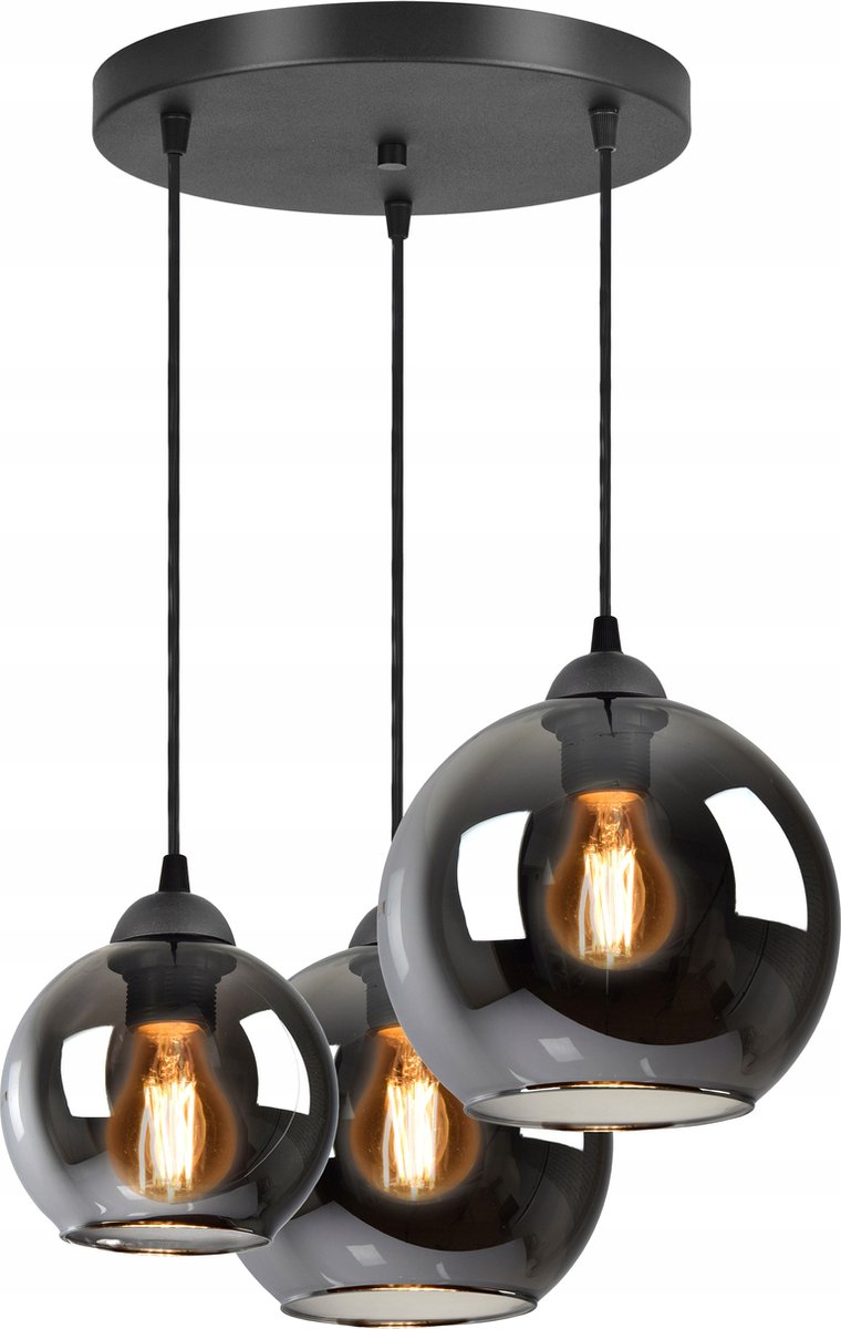 Hanglamp Smoking Glass - Glass Serie - 3-lichts - Smoke Glas - 3 bol ...