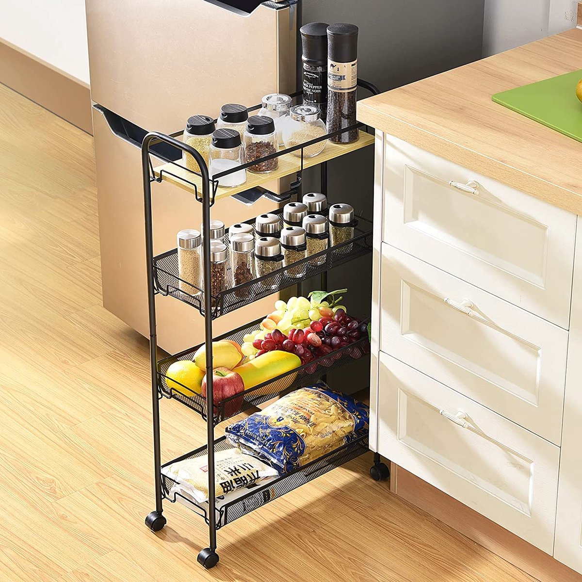 Premium Keukentrolley – keuken planken - Opberg Trolley op wielen – met ...