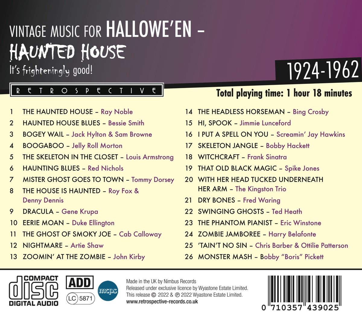Various Artists - Vintage Music For Hallowe'en: Haunted House (CD ...
