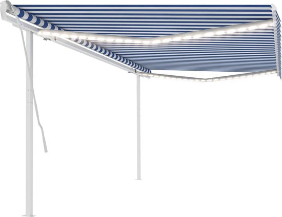 Prolenta Premium - Luifel handmatig uittrekbaar met LED 5x3,5 m blauw ...