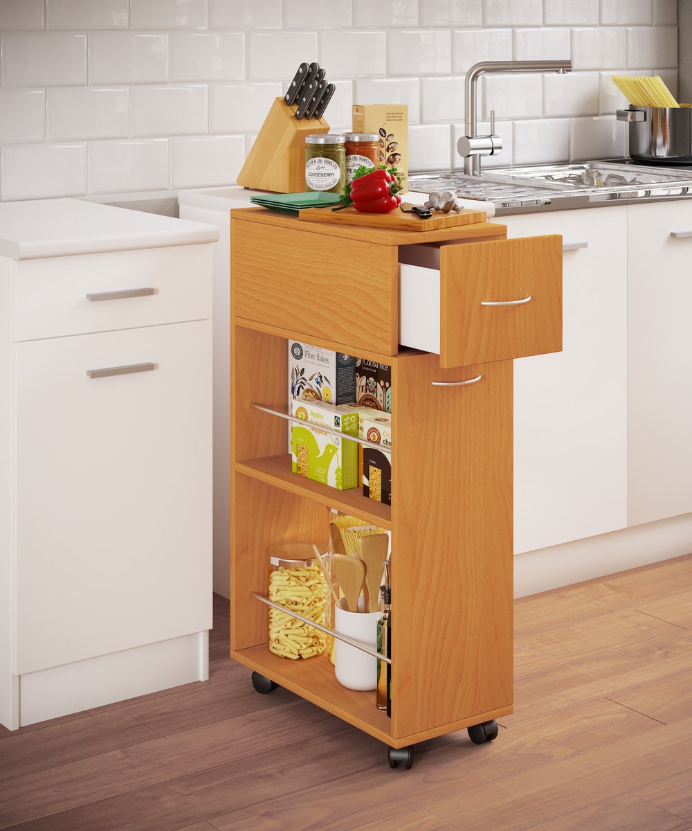VCM Keuken Trolley Serveerwagen Niche kast Rolbare wielen Tusal Lade ...