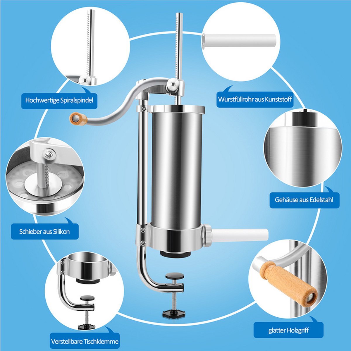 Worstenmachine Worstvuller 3L roestvrijstalen worstvulmachine ...