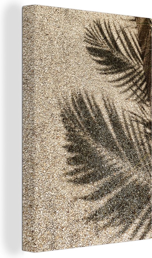 Canvas Schilderij Zand - Palm - Strand - 80x120 cm - Wanddecoratie | bol