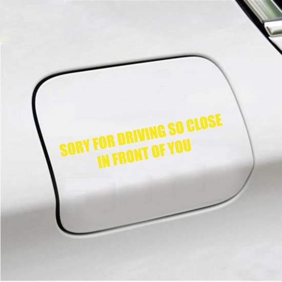 Bumpersticker - Sory For Driving So Close - 3,5 X 18,3 - Geel | bol