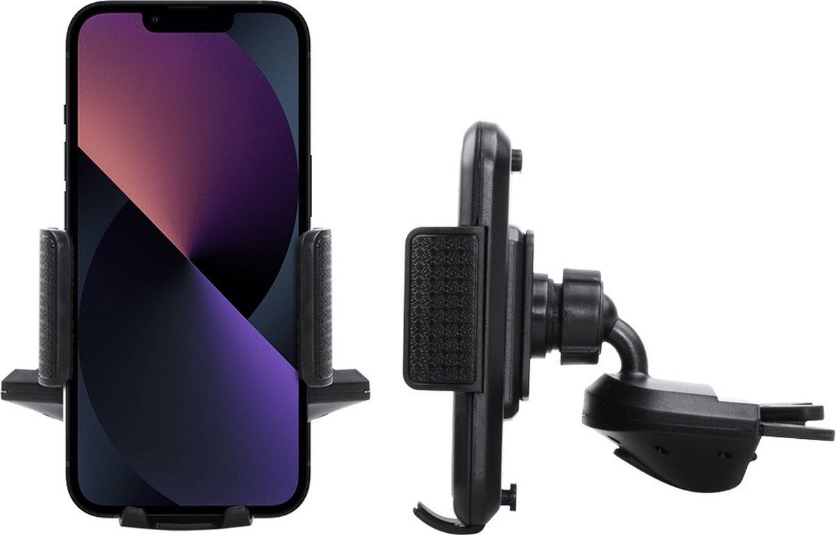 Shop4 - iPhone 14 Autohouder Verstelbare CD Houder met Klem Zwart | bol.com
