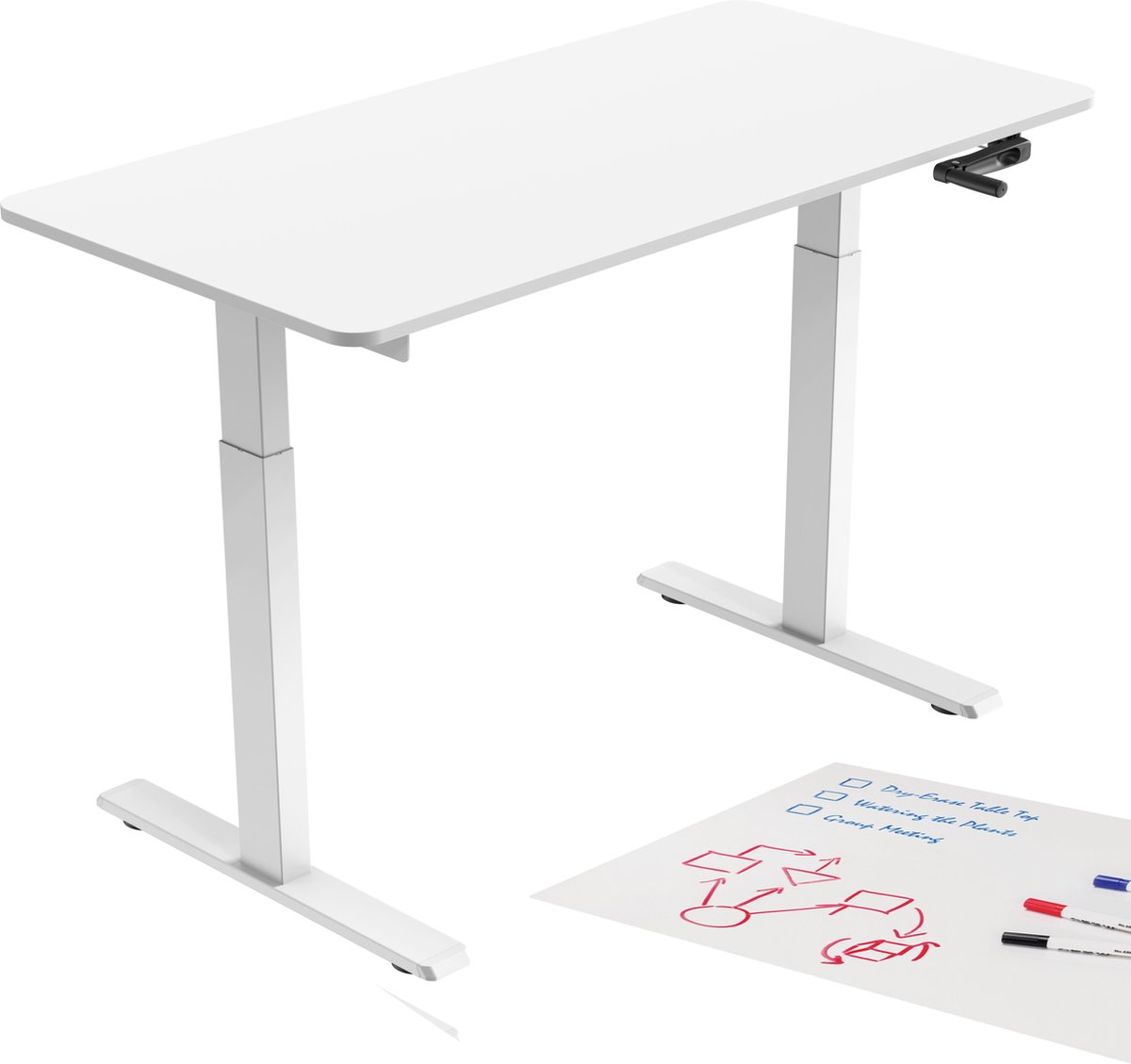 Bureau zit sta in hoogte verstelbaar - beschrijfbaar whiteboard ...