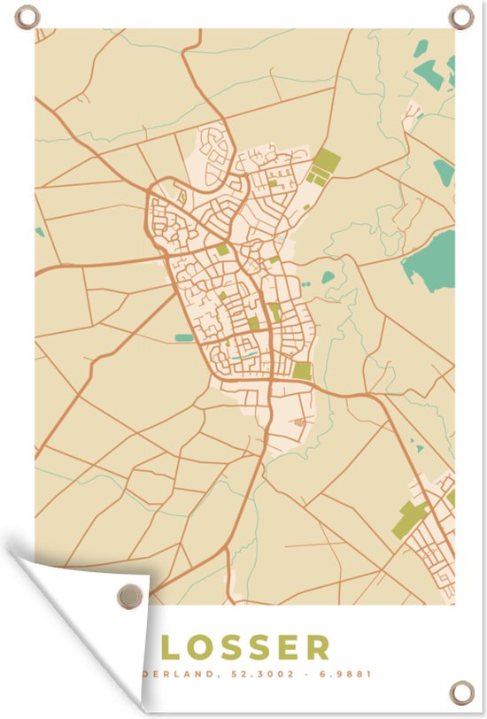 Tuindecoratie Plattegrond - Kaart - Losser - Stadskaart - 40x60 cm ...