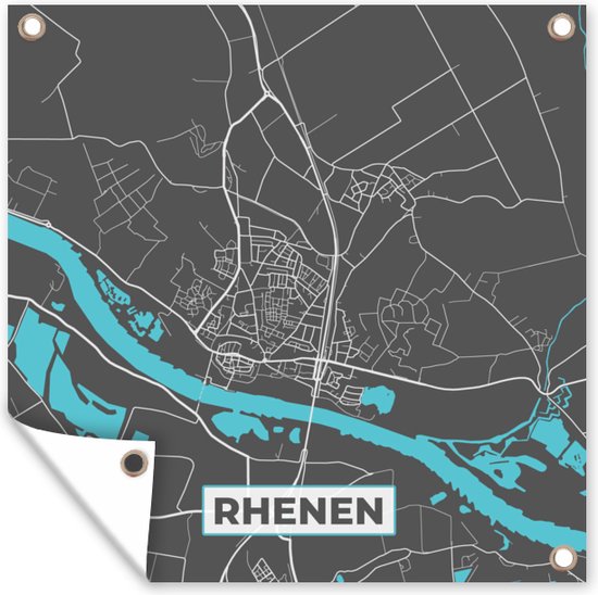 Tuin poster Kaart - Rhenen - Plattegrond - Stadskaart - 200x200 cm ...