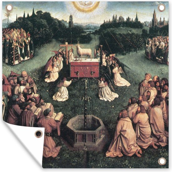 Tuinposters De aanbidding van het lam Gods - Jan en Hubert van Eyck ...