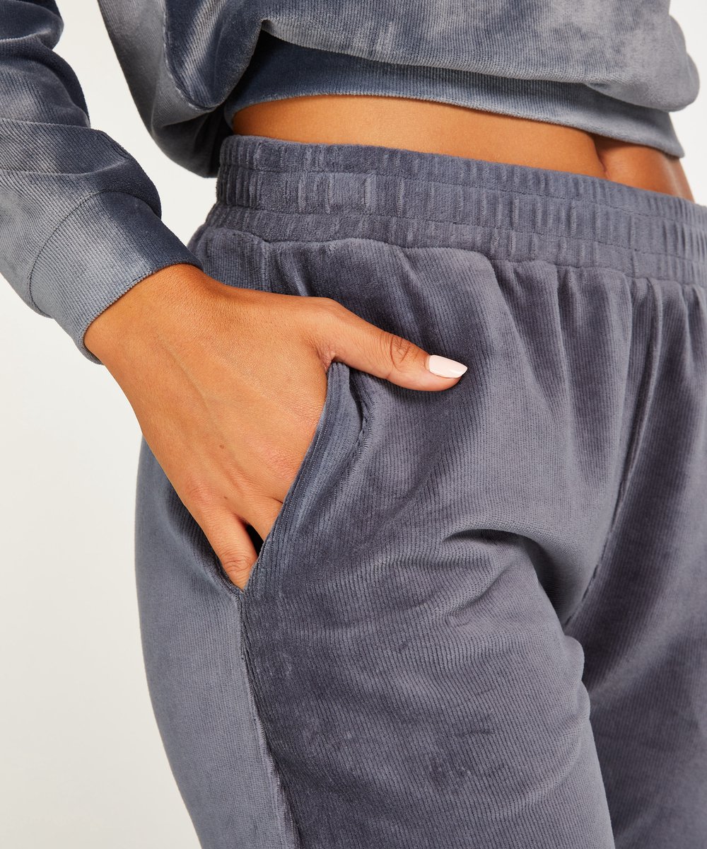 Hunkemöller Dames Nachtmode Joggingbroek Velours Rib - Grijs - maat M ...