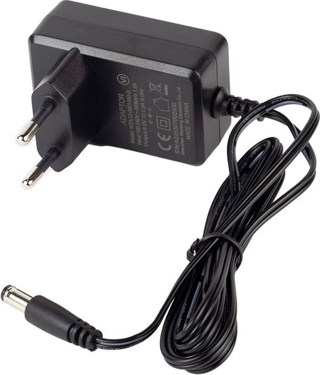 Voeding Valeton PSW1/EU 9VDC 1A, center negative, 1.5m kabel | bol.com