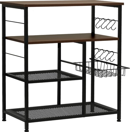 Keukenrek - Magnetron Plank - 4 Lagen - Opbergrek - Met 8 Haken - Met ...