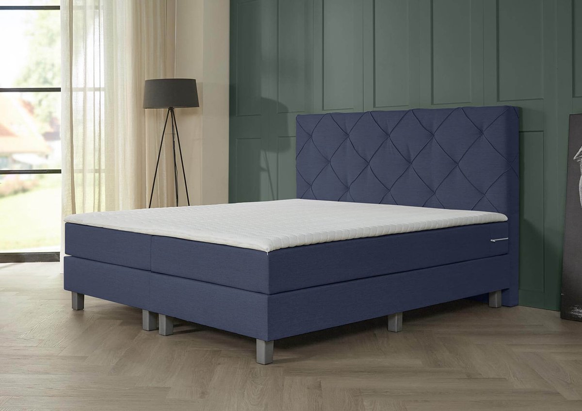 Boxspring Porto - 160x200 - Blauw - met gratis topper! | bol.com