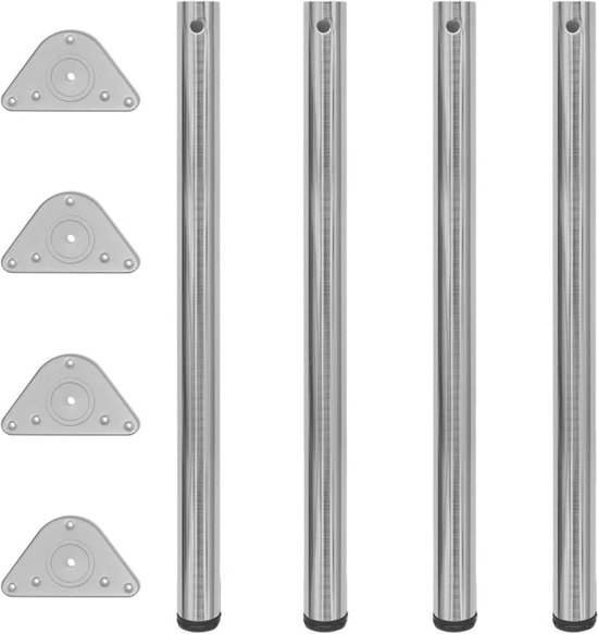 242146 4 Height Adjustable Table Legs Brushed Nickel 870 mm | bol.com
