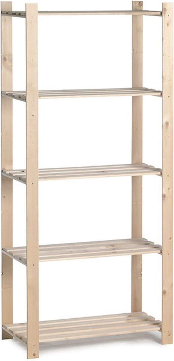 Houten opbergrek enkel 15kg 5 legplanken - breed | bol.com