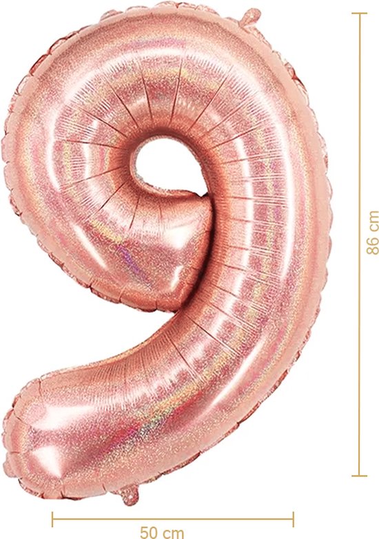 Ballon Cijfer 9 Jaar Rose Goud Helium Ballonnen Verjaardag Versiering ...