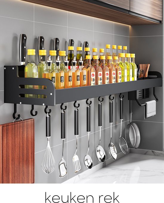 Kitchenery™ - Multipurpose Kitchen Rack - Wall-Mounted Aluminum Kitchen ...