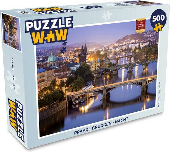 Puzzel Praag - Bruggen - Nacht - Legpuzzel - Puzzel 500 stukjes | bol.com