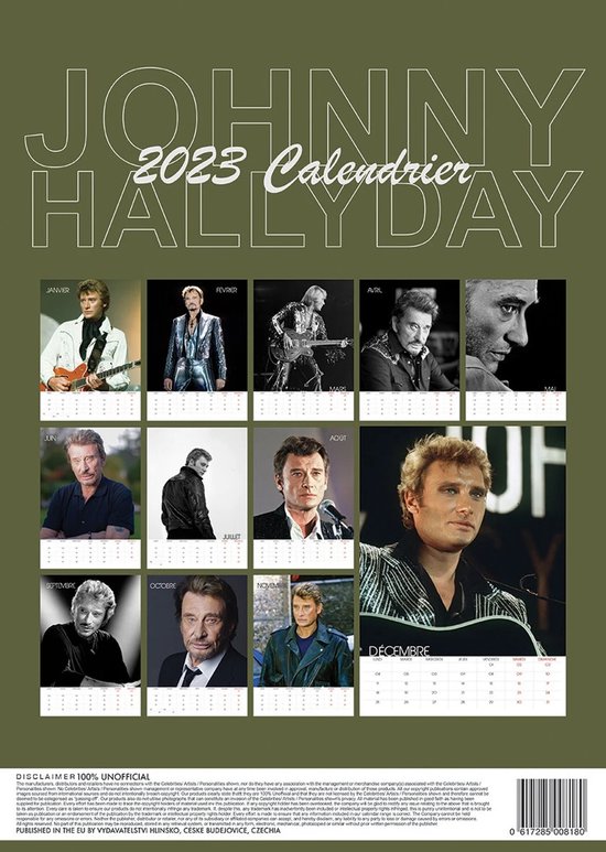 Johnny Hallyday Calendrier 2023 A3 | bol