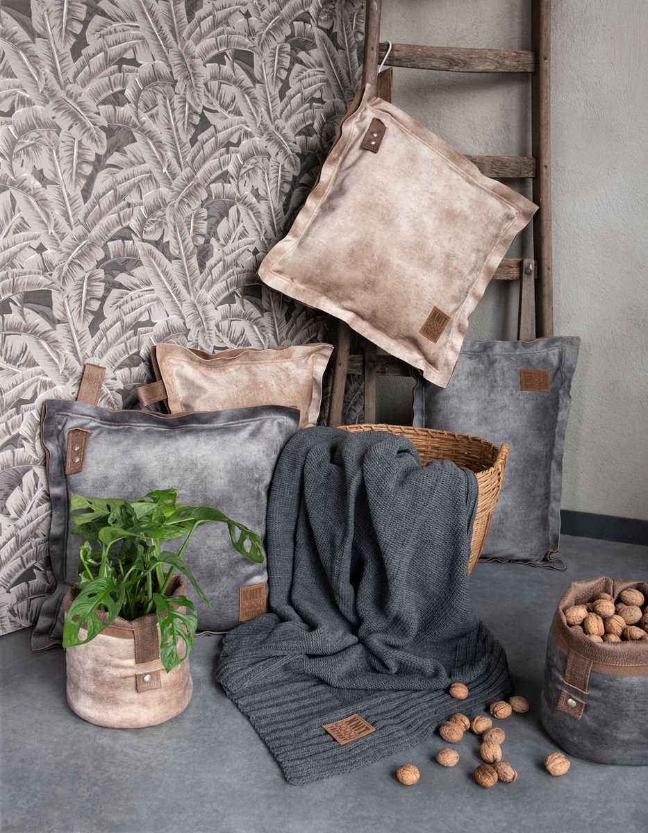 Knit Factory Dax Sierkussen - Jeans - 60x40 cm - Kussenhoes inclusief ...