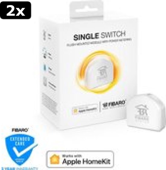 2x FIBARO Single Switch - Werkt alleen met Apple Homekit - Inbouw ...