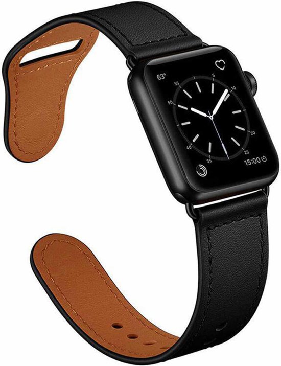Leren bandje compatibel met Apple Watch 49/45/44/42, Zwart, Sport | bol.com