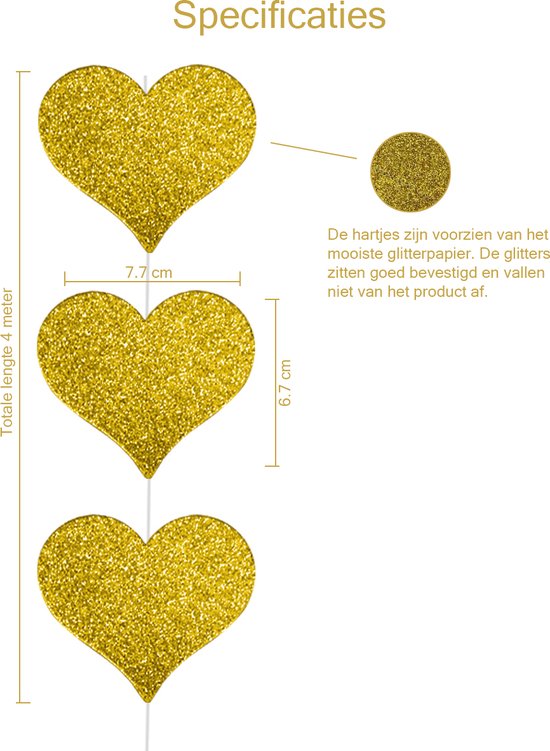 Gouden Hartjes Versiering Hartje Slingers Goud Gender Reveal Versiering ...