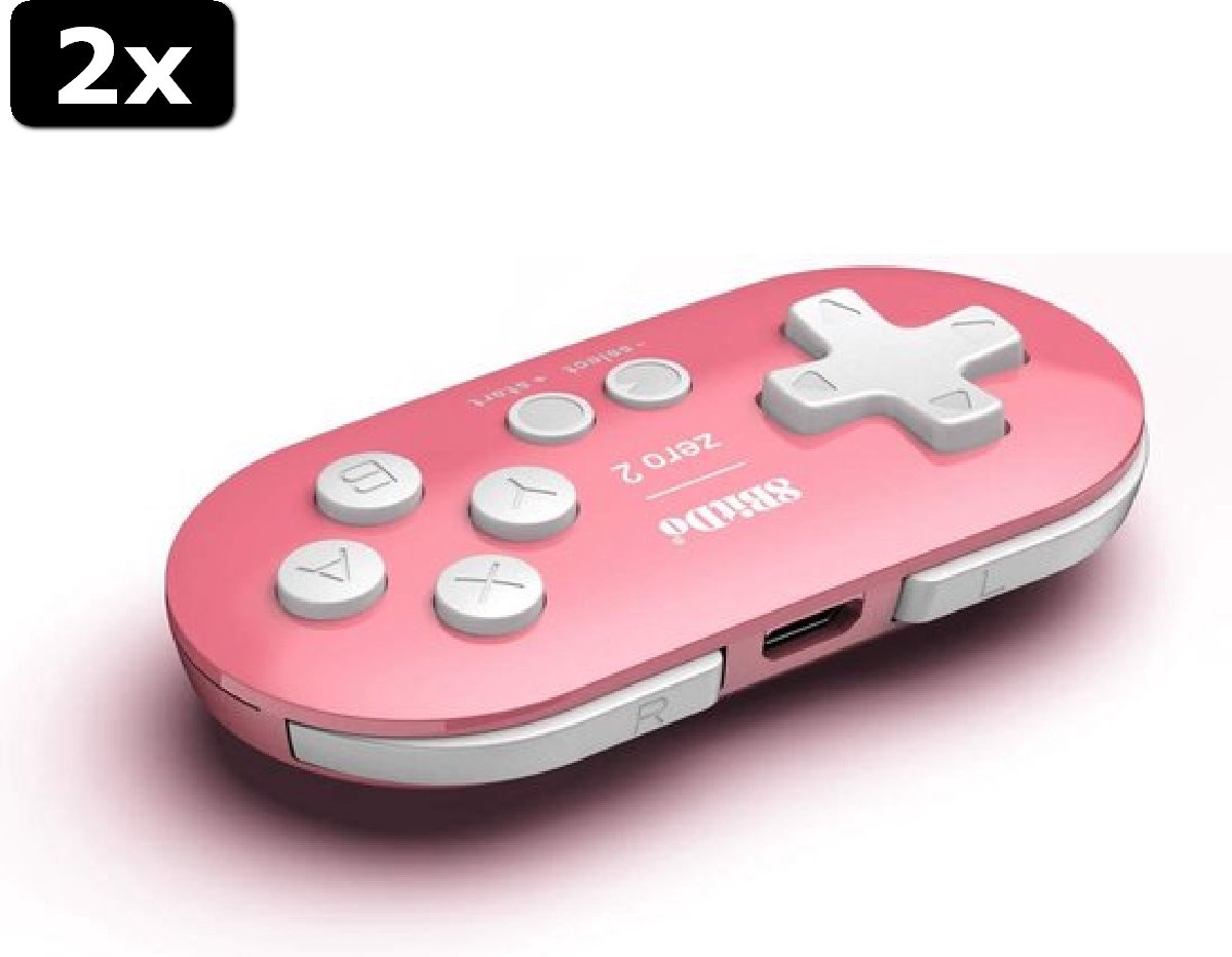 2x 8Bitdo Zero 2 Mini Bluetooth Gamepad (Pink) | bol.com