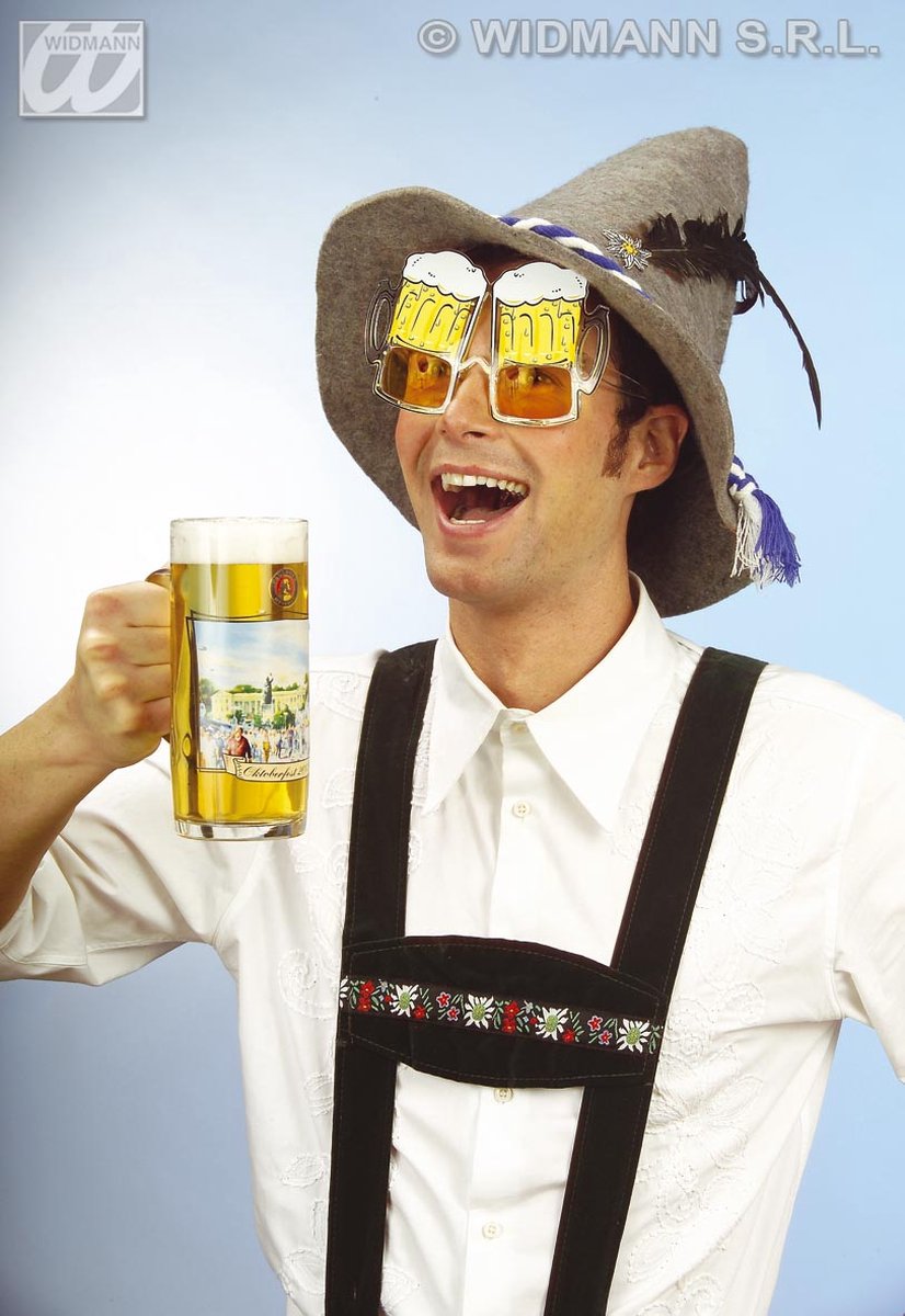 Widmann - Boeren Tirol & Oktoberfest Kostuum - Bril, Bier - geel ...
