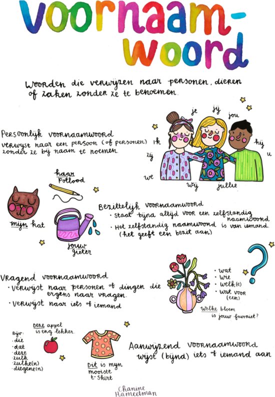 Educatieve poster voor in school - Taal - Voornaamwoorden (A2-formaat ...