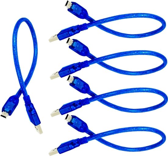 AZDelivery 5 x Blauwe mini USB-kabel compatibel met Arduino Nano V3 ...