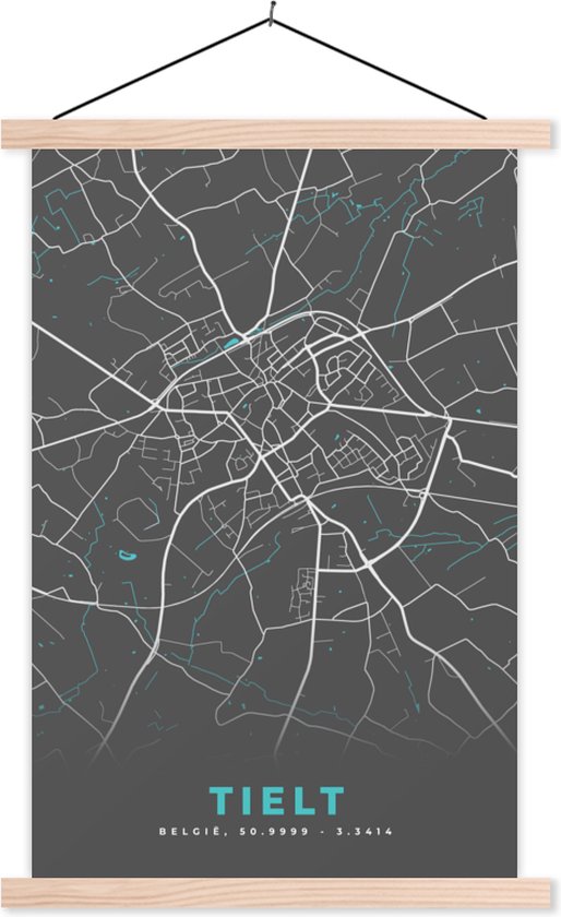 Posterhanger incl. Poster - Schoolplaat - België – Tielt – Stadskaart ...