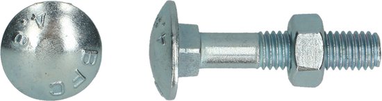 Boulon de carrosserie, Acier, Galvanisé, 4.6, M10x60mm avec écrou, DIN603 / 555, par... | bol.com