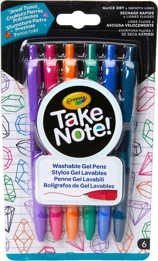 Crayola Take Note Afwasbare gelpennen 6 stuks | bol.com