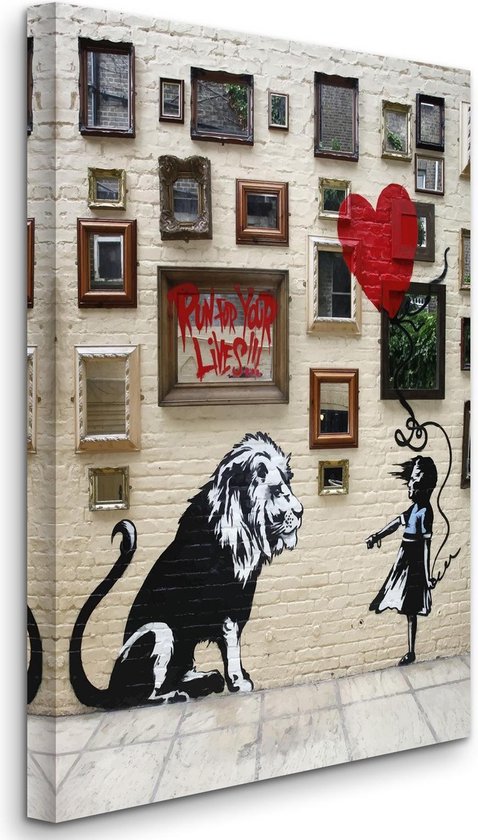 BANKSY Lion and Balloon Girl Canvas Print | bol.com