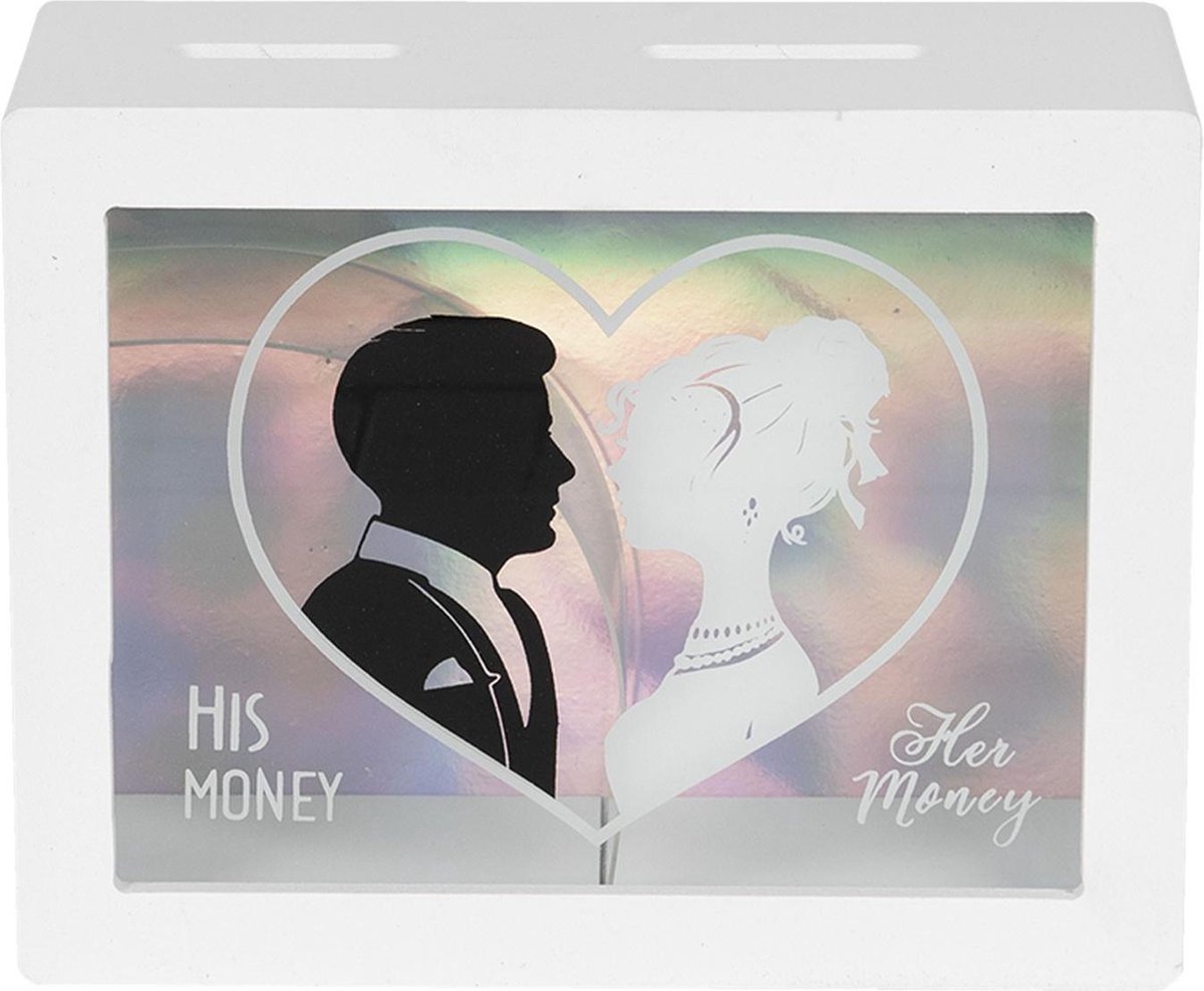 Clayre & Eef Spaarpot 18x7x14 cm Wit Hout Rechthoek Hart Leuke Spaarpot ...